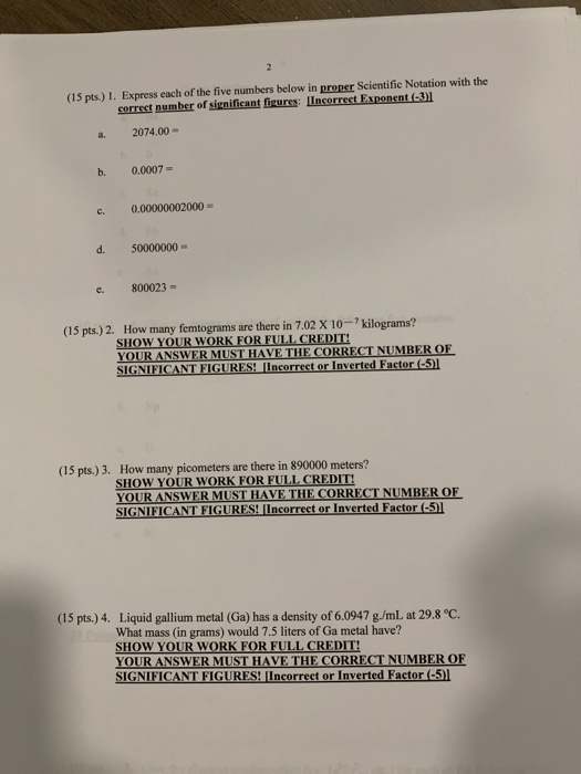 Solved (15 pts.) 1. Express each of the five numbers below | Chegg.com