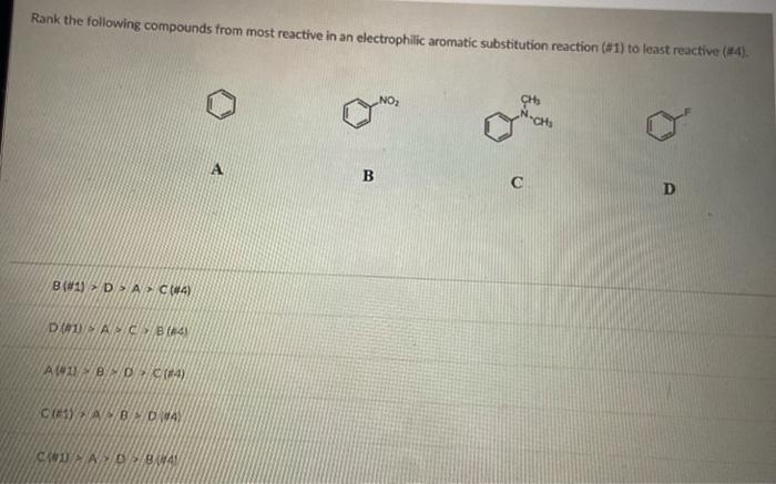 Solved Rank the following compounds from most reactive in an | Chegg.com