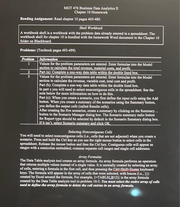 Solved MGT 476 Business Data Analytics II Chapter 10 | Chegg.com