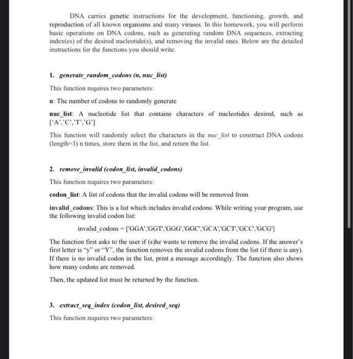 Solved DNA carries genetic instructions for the development, | Chegg.com