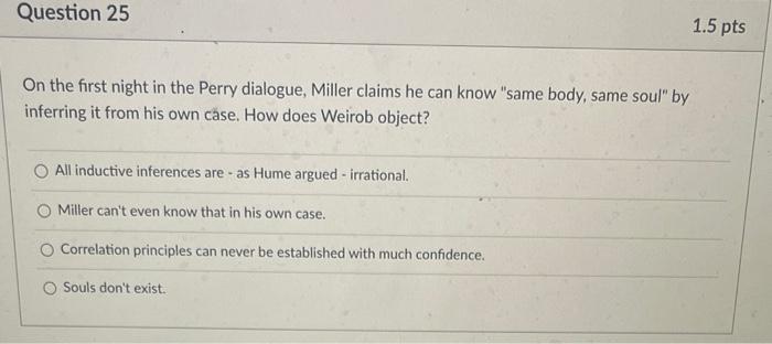 Solved On the first night in the Perry dialogue, Miller | Chegg.com