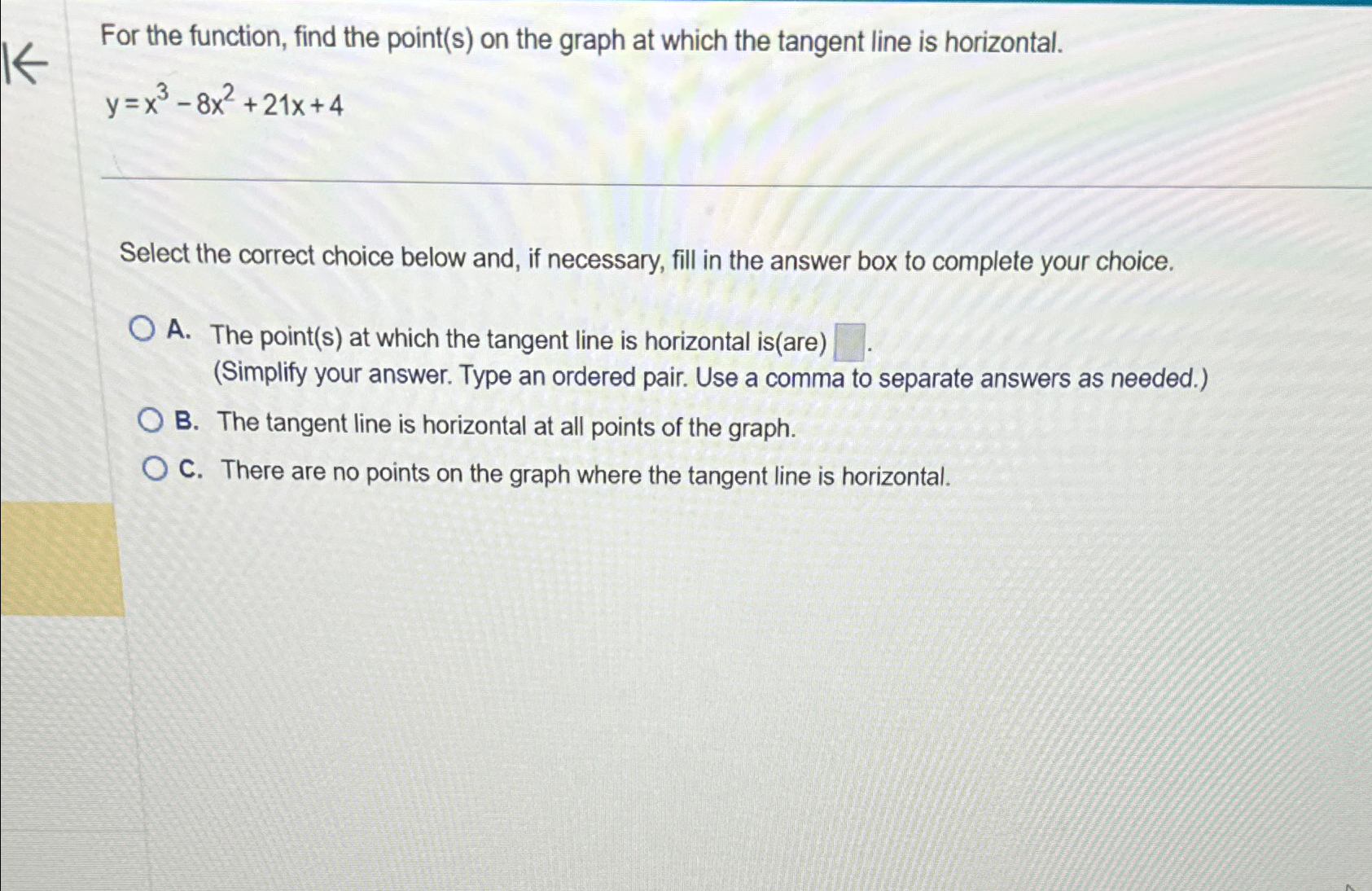Solved For the function, find the point(s) ﻿on the graph at | Chegg.com
