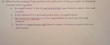 Solved After the Nuremberg Trials and the full codification | Chegg.com