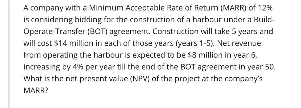 Solved A company with a Minimum Acceptable Rate of Return | Chegg.com