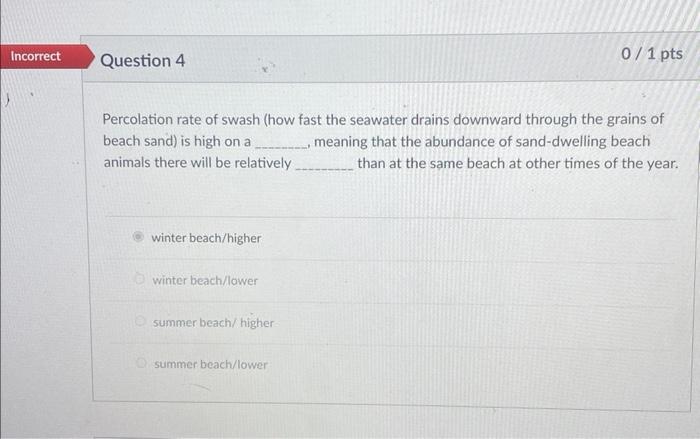Solved Percolation rate of swash (how fast the seawater | Chegg.com