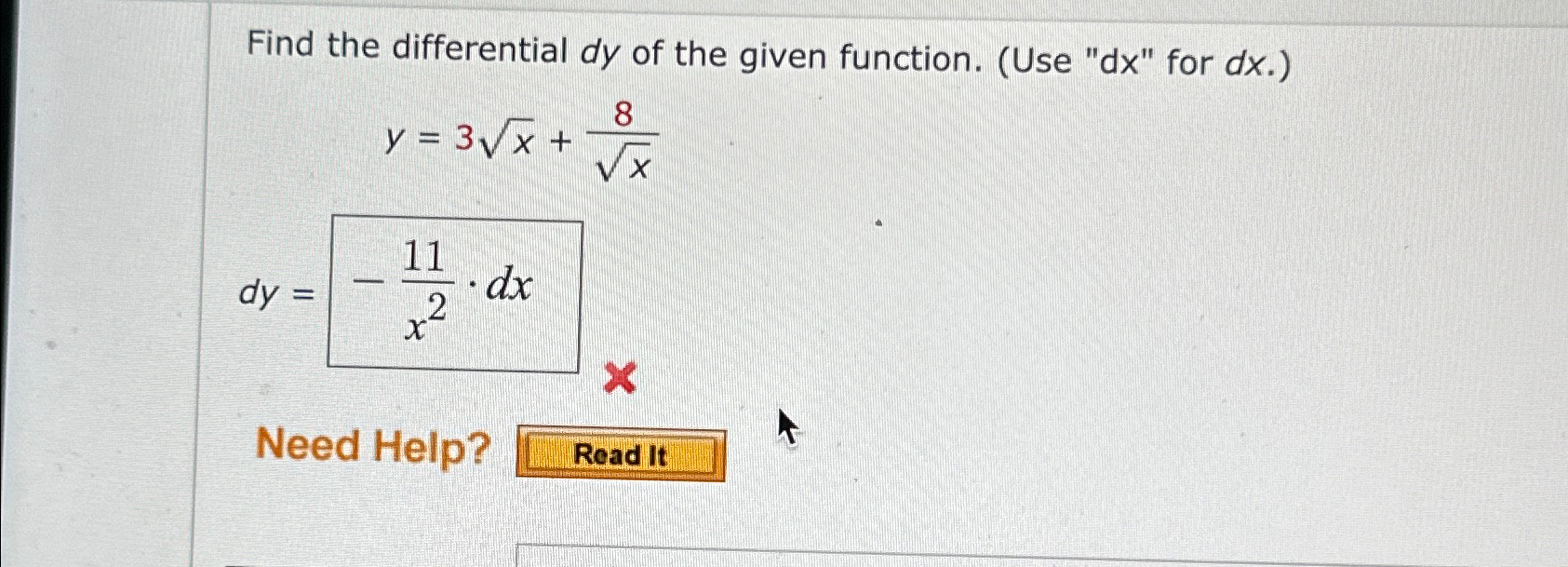 Solved Find the differential dy ﻿of the given function. (Use | Chegg.com