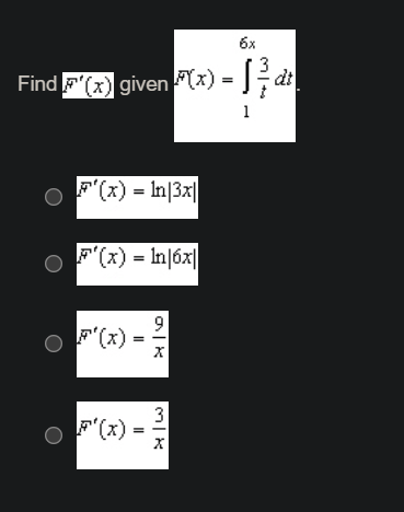 Solved Find F'(x) ﻿given | Chegg.com