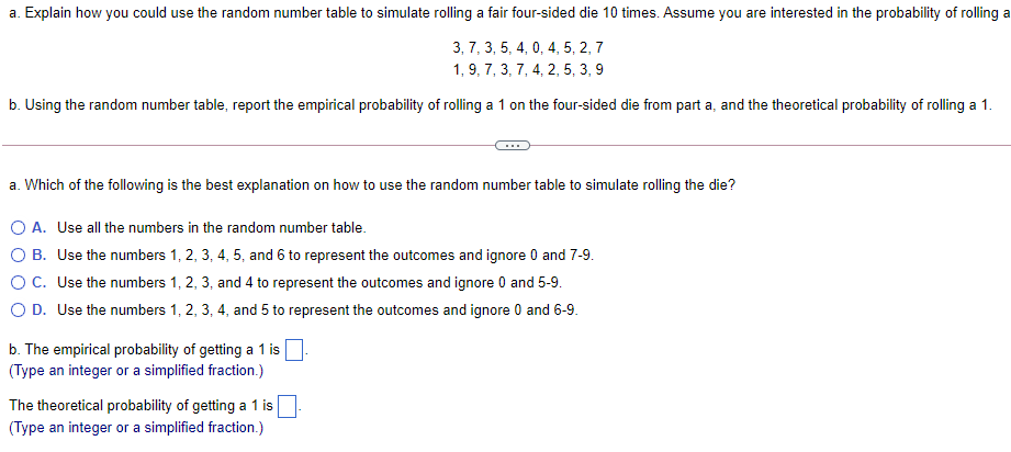 Solved a. Explain how you could use the random number table | Chegg.com