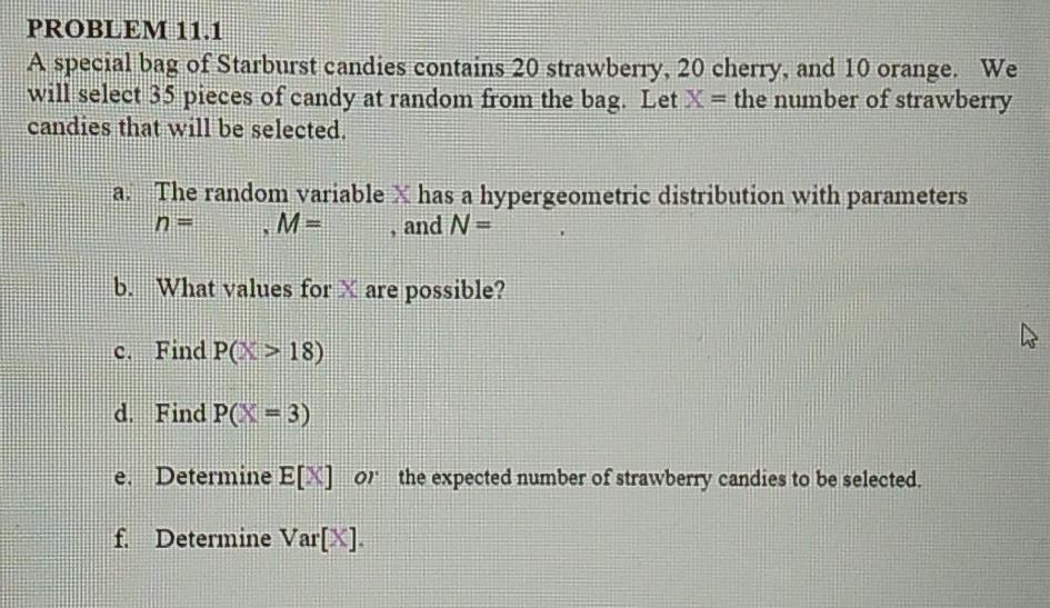 Solved A special bag of Starburst candies contains 20 | Chegg.com