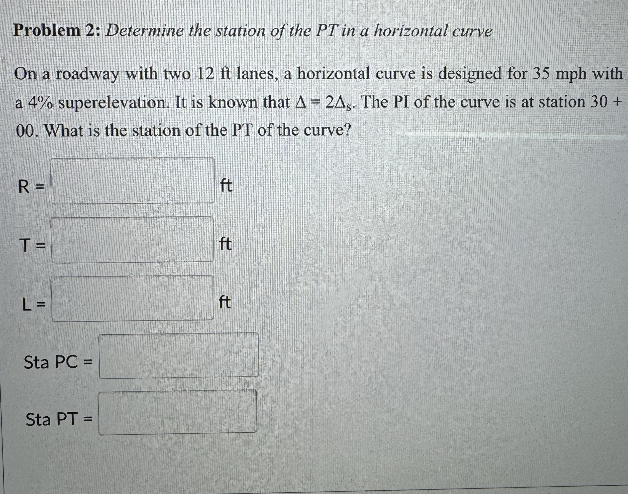 Solved Problem 2: Determine the station of the PT in a | Chegg.com