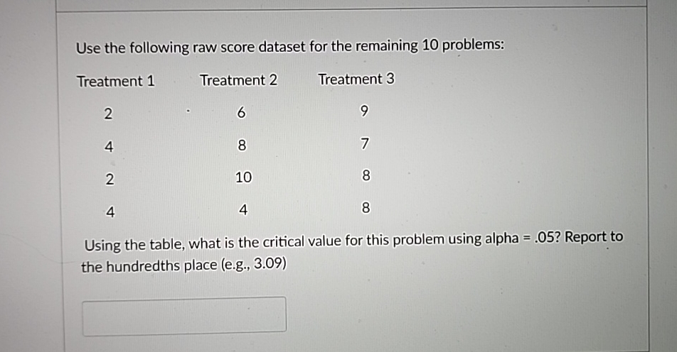 Solved Use the following raw score dataset for the remaining | Chegg.com