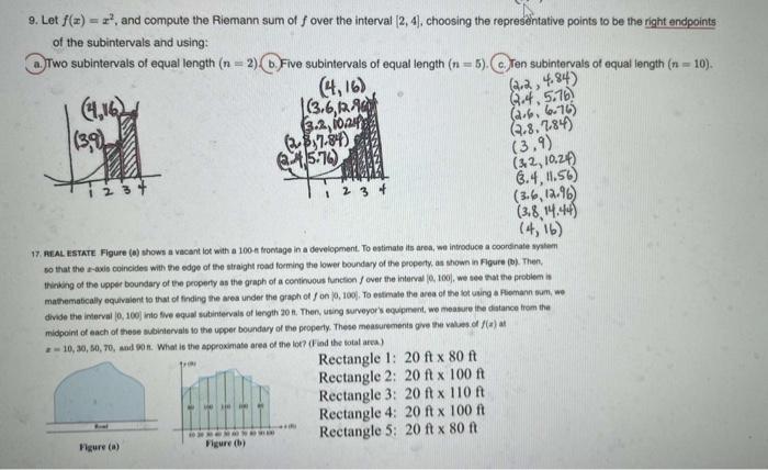 Solved 9. Let f(x)=x2, and compute the Riemann sum of f over | Chegg.com