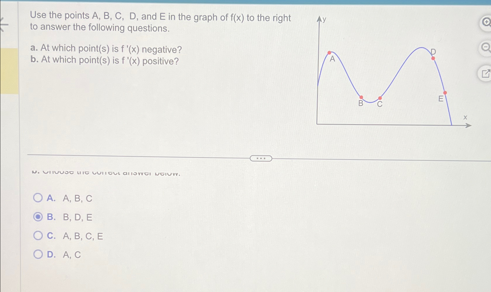 Solved Use the points A, ﻿B, ﻿C, ﻿D, ﻿and E in the graph of | Chegg.com