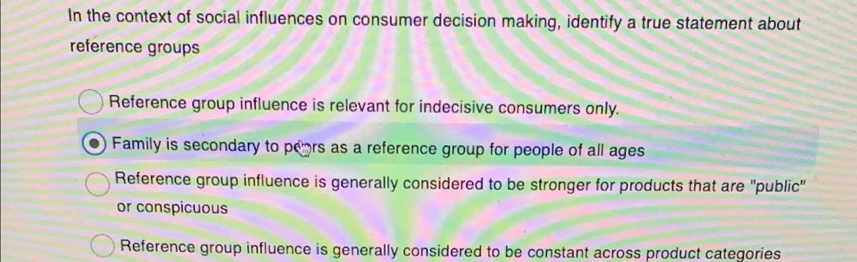 Solved In the context of social influences on consumer | Chegg.com