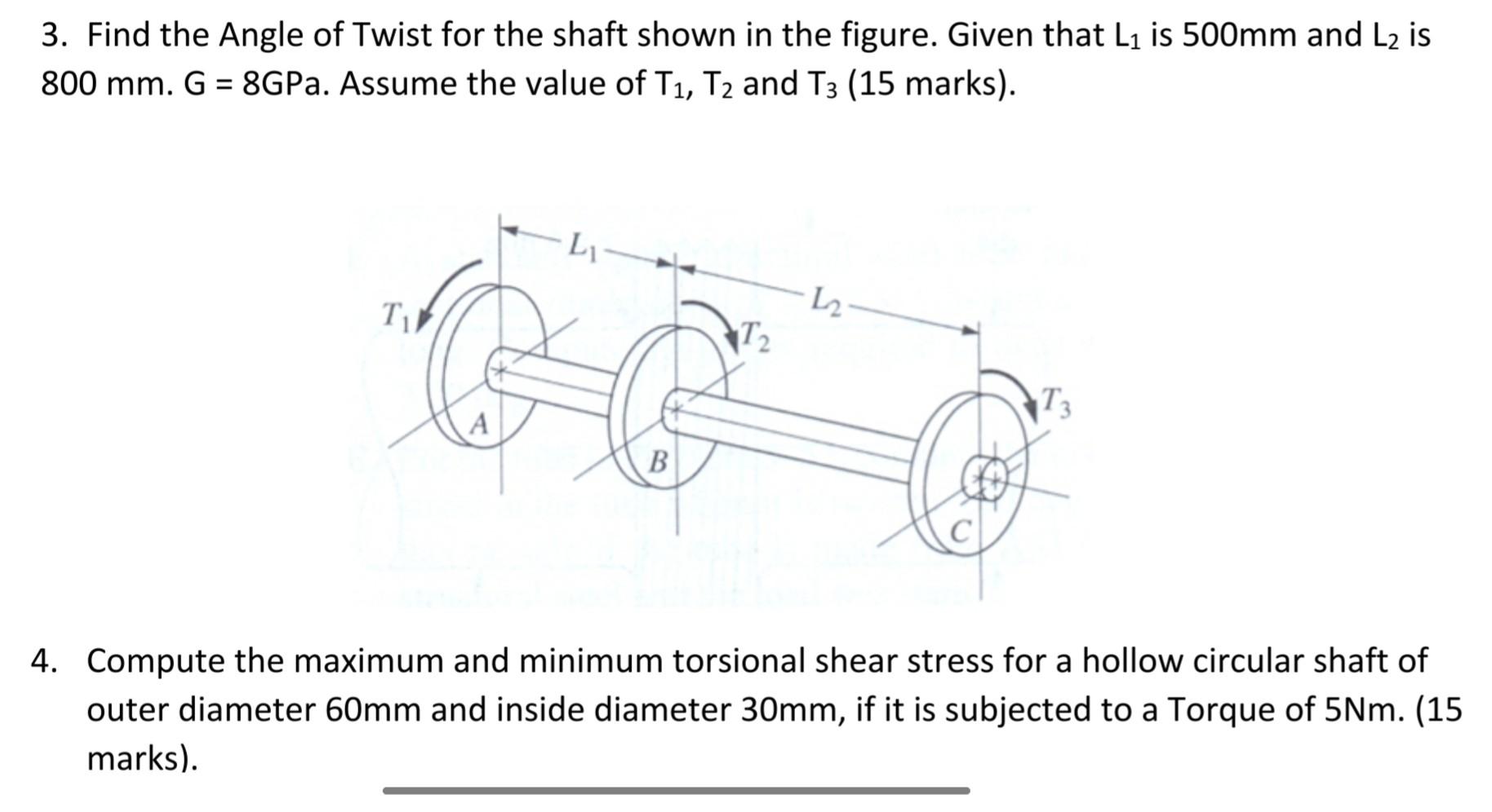 Solved 3. Find the Angle of Twist for the shaft shown in the | Chegg.com