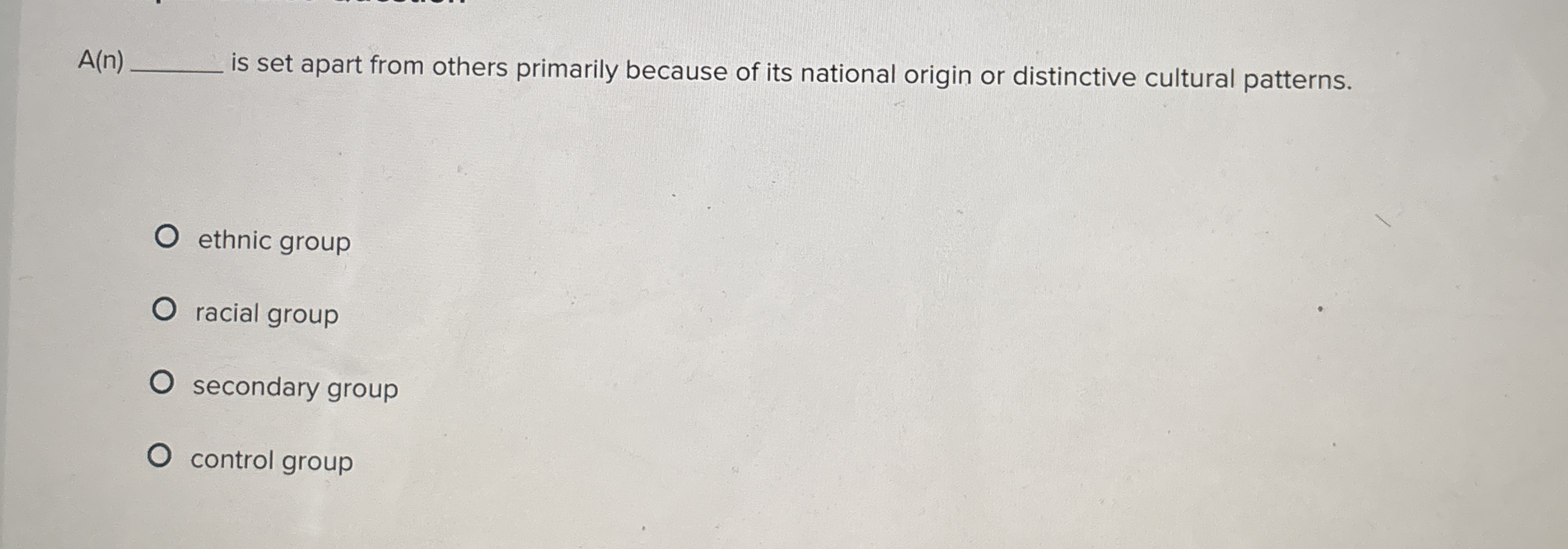 Solved A(n) ﻿is set apart from others primarily because of | Chegg.com