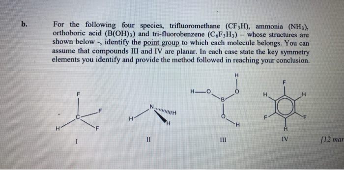 Solved b. For the following four species, trifluoromethane | Chegg.com