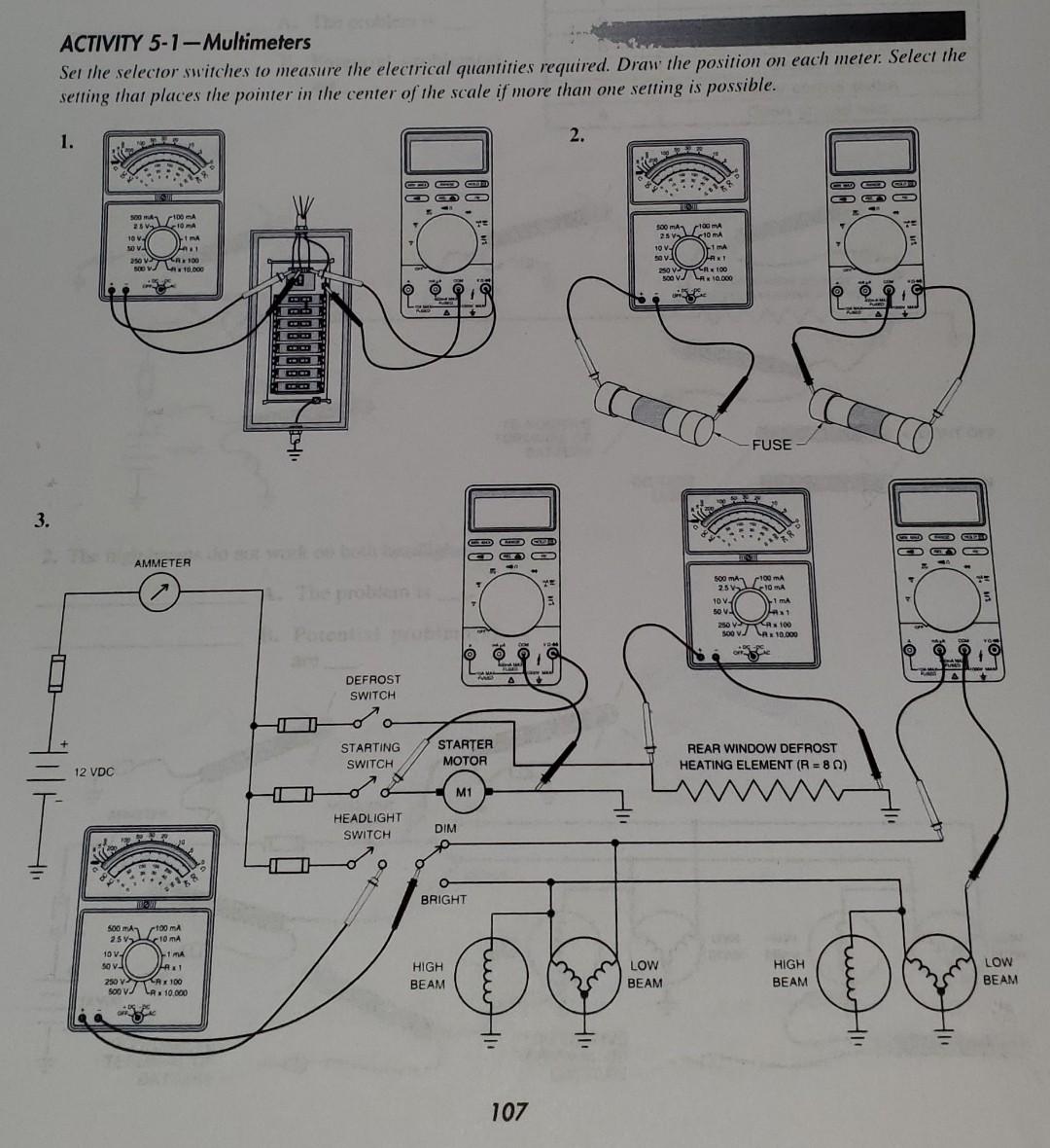 Solved ACTIVITY 5-1--Multimeters Set the selector switches | Chegg.com