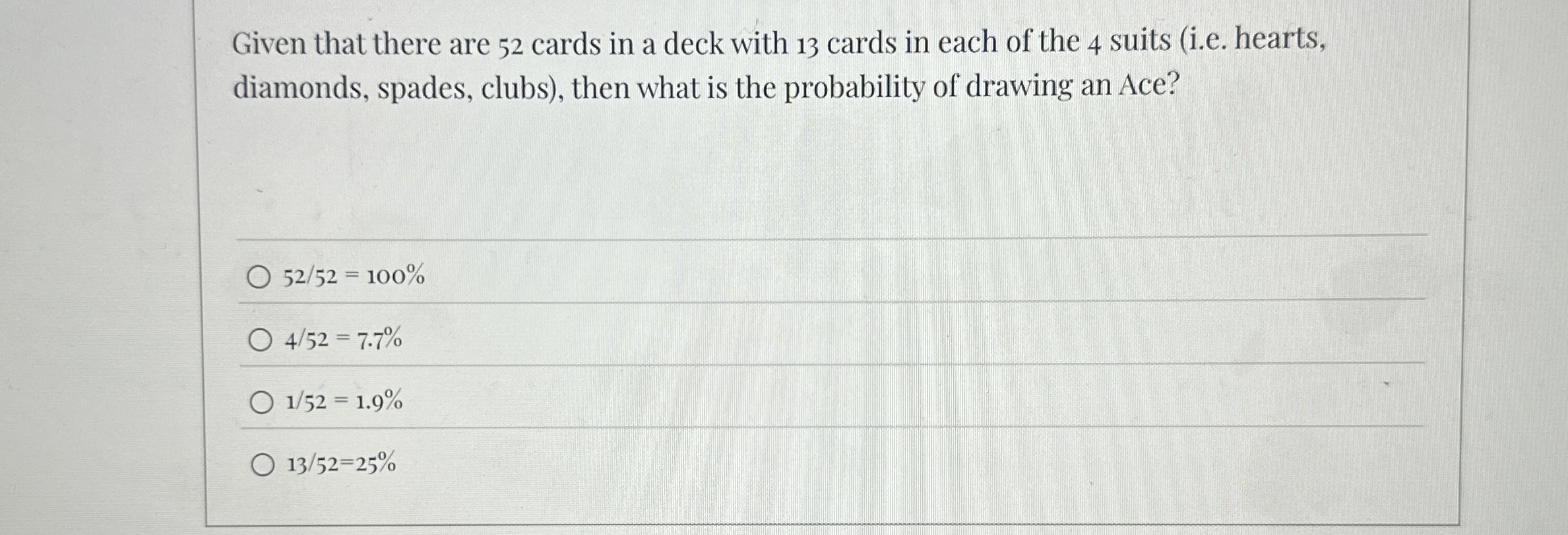 Given that there are 52 ﻿cards in a deck with 13 | Chegg.com