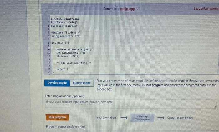 15.8 LAB: Student database Write a program that uses | Chegg.com