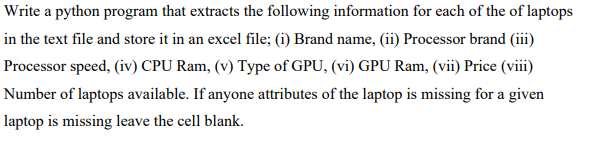 Solved Write A Python Program That Extracts The Following 2899