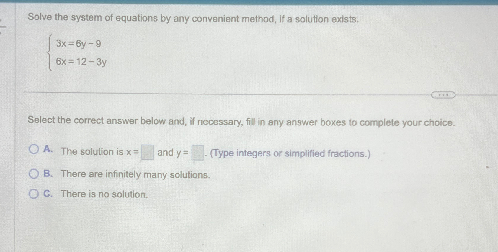 Solve the system of equations by any convenient | Chegg.com
