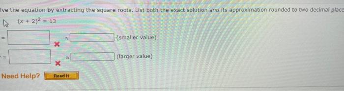 Solved ve the equation by extracting the square roots. List | Chegg.com