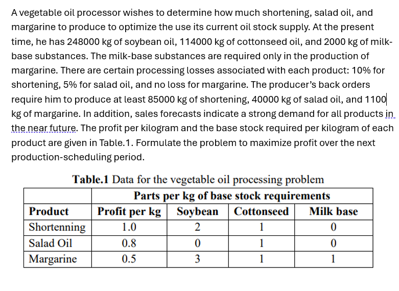 Solved A vegetable oil processor wishes to determine how | Chegg.com