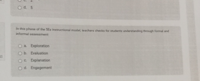 Solved d. 5In this phase of the SEs instructional model, | Chegg.com