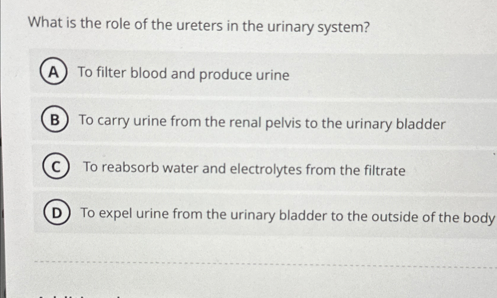 Solved What is the role of the ureters in the urinary | Chegg.com