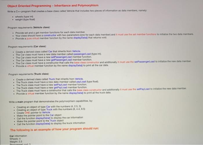 Solved Object Oriented Programming - Inheritance and | Chegg.com