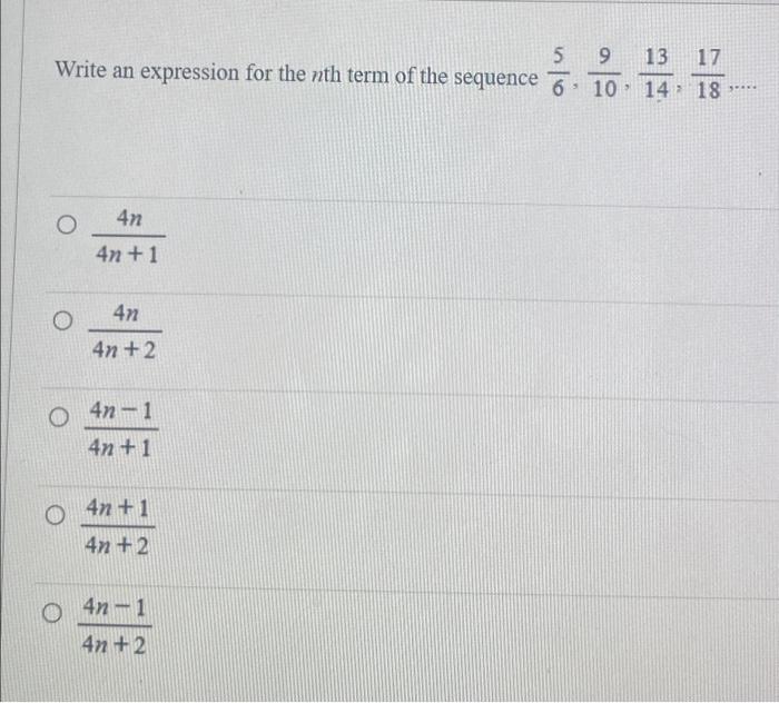 Solved O Write an expression for the nth term of the | Chegg.com