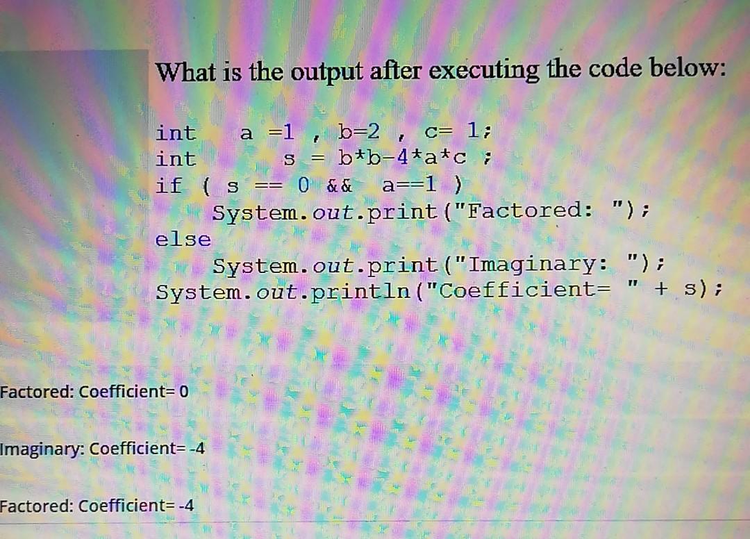 Solved What is the output after executing the code below: = | Chegg.com
