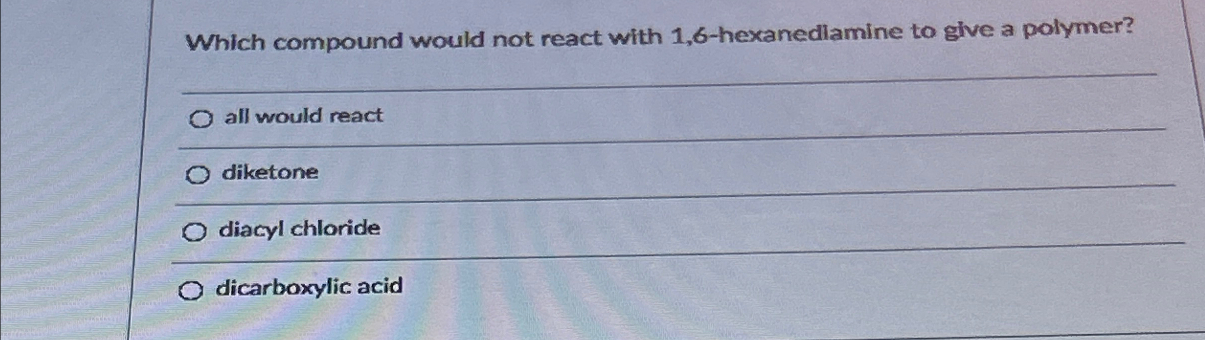 Solved Which compound would not react with | Chegg.com