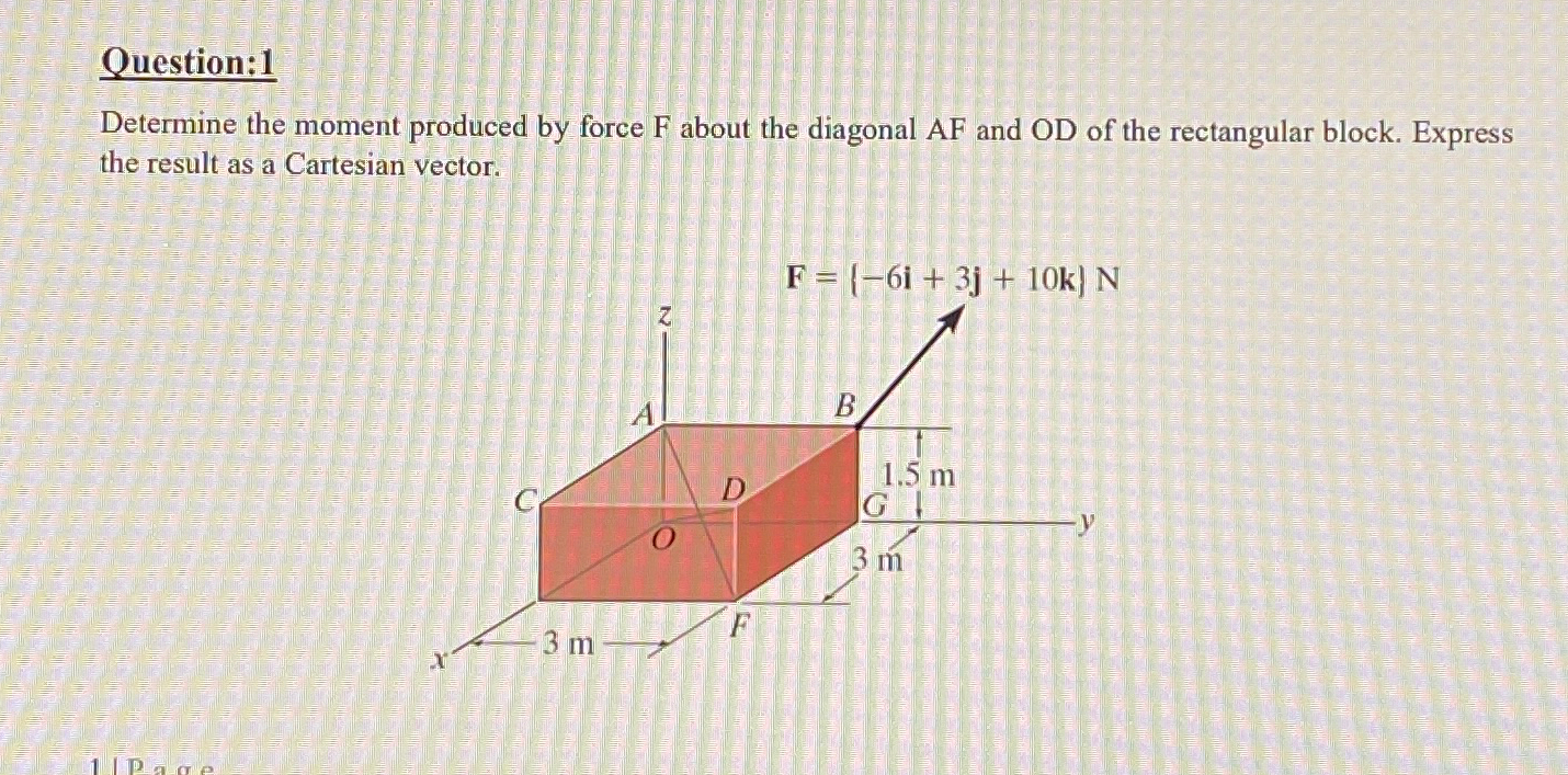 Solved Question:1Determine the moment produced by force F | Chegg.com