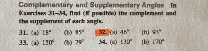 Solved Complementary and Supplementary Angles In Exercises | Chegg.com
