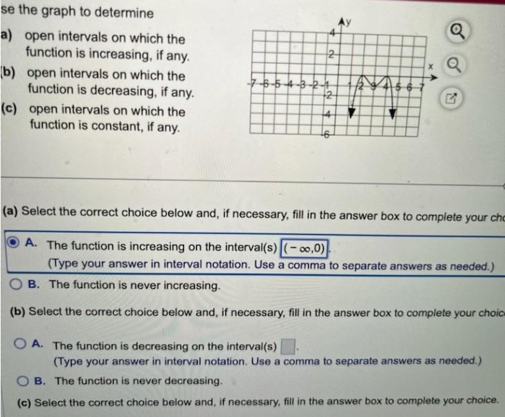 Solved se the graph to determine a) open intervals on which | Chegg.com