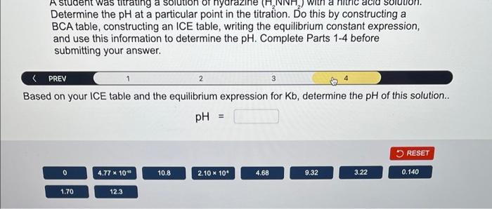 Solved A student was titrating a solution of hydrazine | Chegg.com