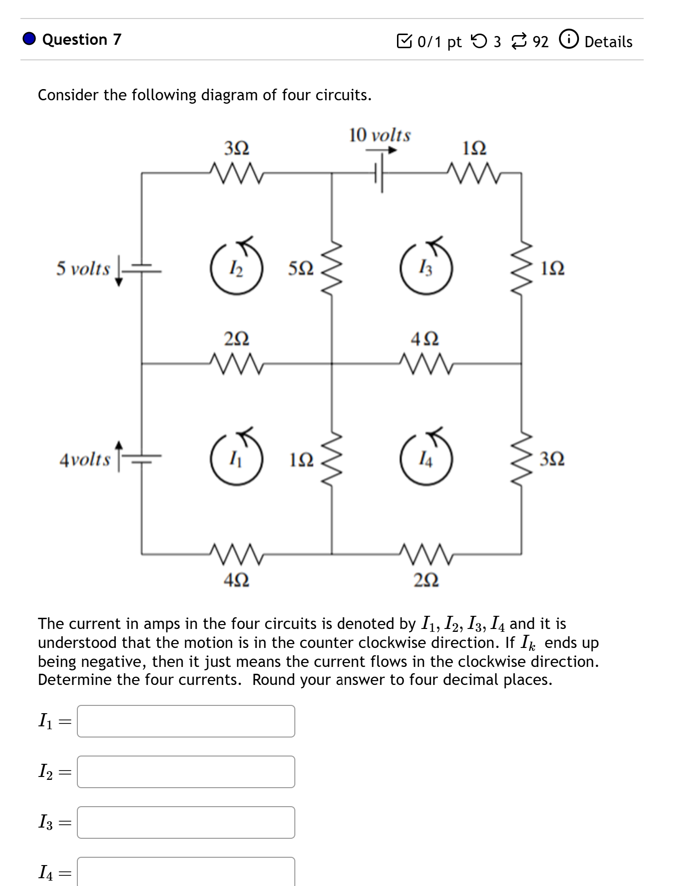 Solved Question 7 (0)/(1) ﻿pt 3⇄92 ﻿Details Consider the | Chegg.com