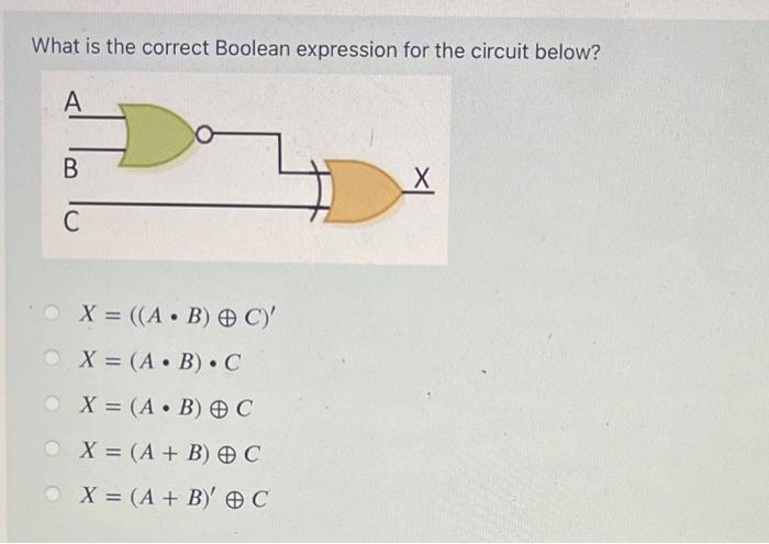 Solved What is the correct Boolean expression for the | Chegg.com