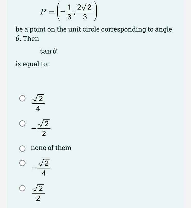 Solved P=(-13,2223)be a point on the unit circle | Chegg.com