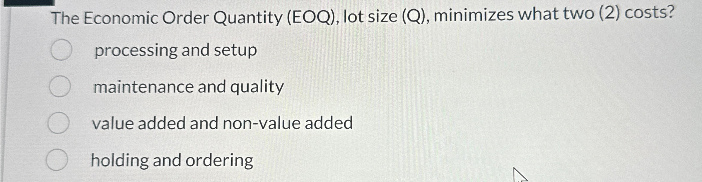 Solved The Economic Order Quantity (EOQ), ﻿lot size (Q), | Chegg.com
