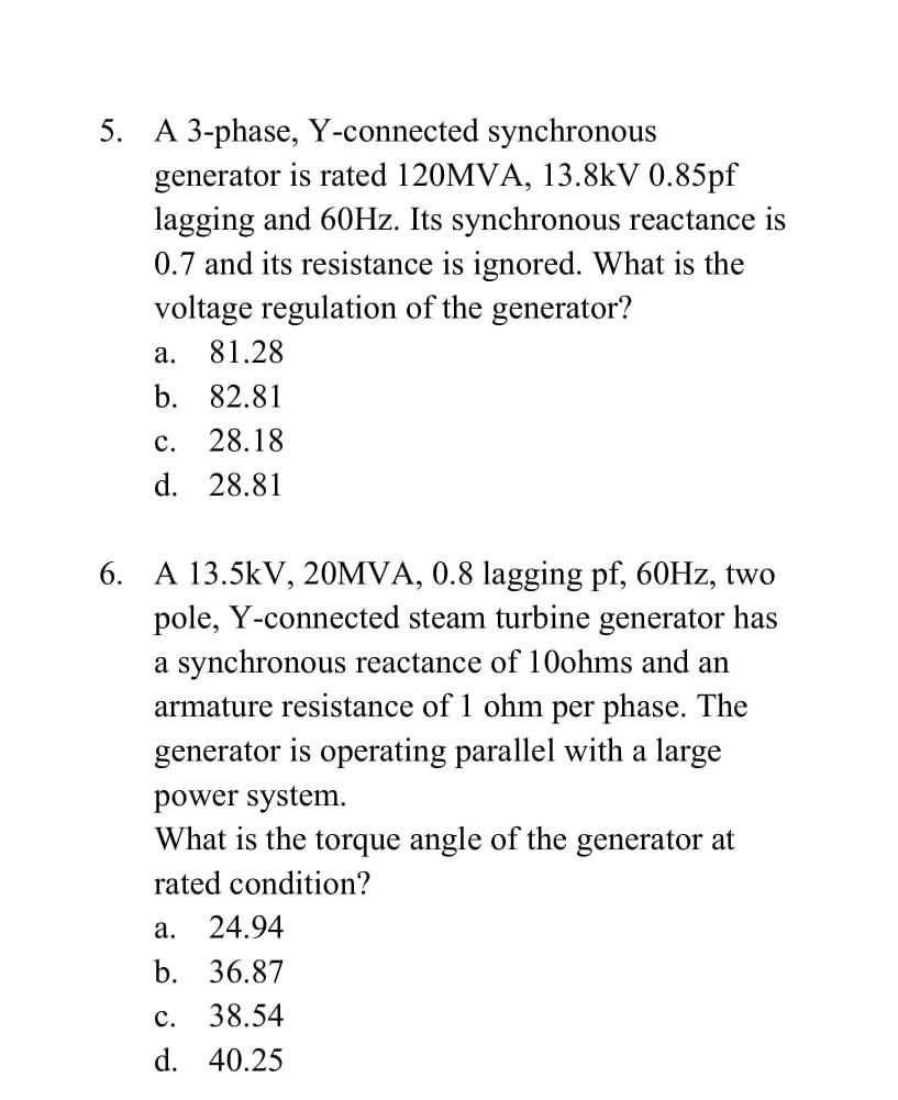 Solved 1. A 3-phase, Y-connected alternator is rated at | Chegg.com