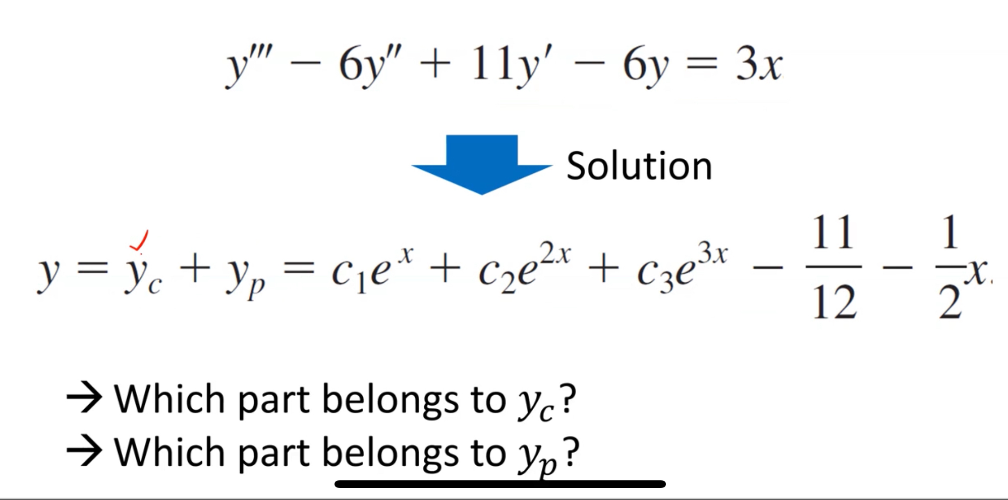 Solved y'''-6y''+11y'-6y=3x ﻿Solution | Chegg.com