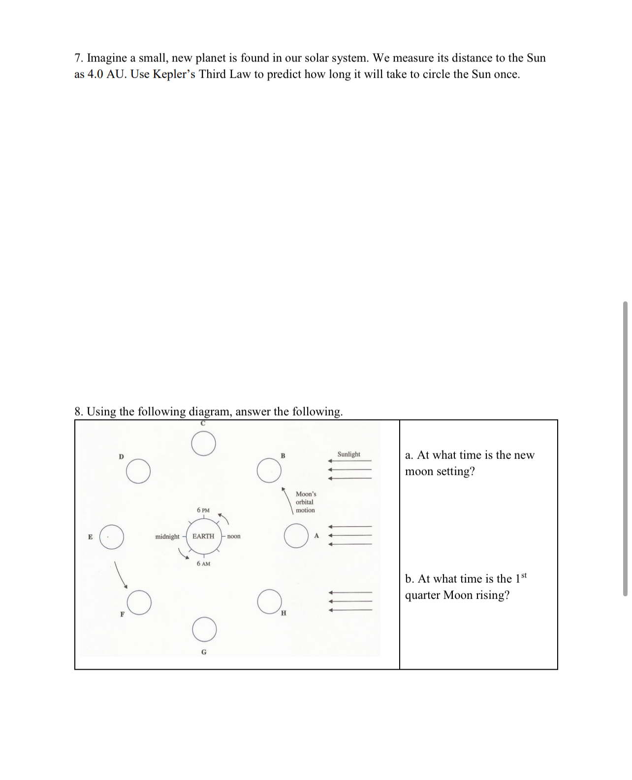 Solved Imagine a small, new planet is found in our solar | Chegg.com