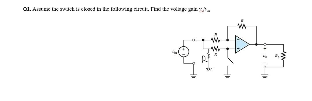 Solved Q1. Assume the switch is closed in the following | Chegg.com