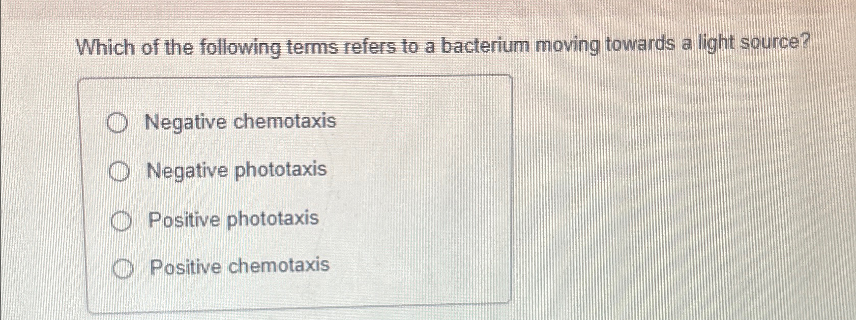 Solved Which of the following terms refers to a bacterium | Chegg.com