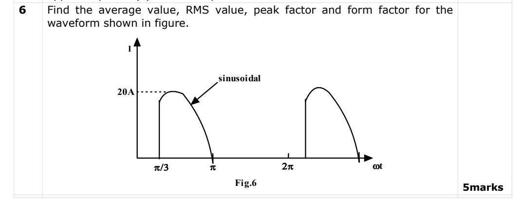 Solved 6 Find the average value, RMS value, peak factor and | Chegg.com