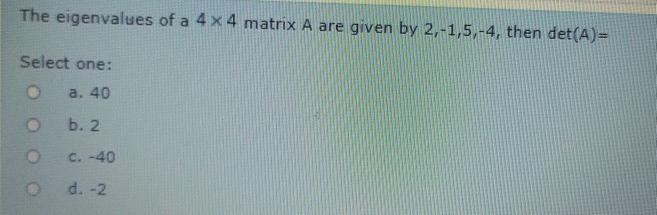 Solved The eigenvalues of a 4x4 matrix A are given by | Chegg.com