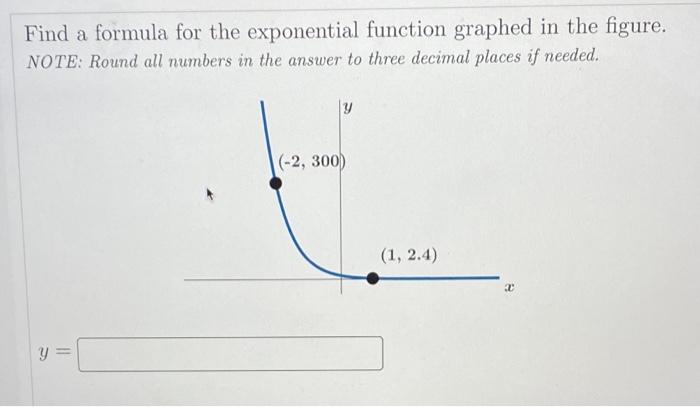 Solved Find a formula for the exponential function graphed | Chegg.com